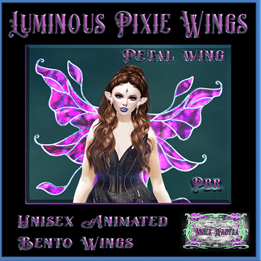 Second Life Marketplace - +Inner Mantra+ Luminous Animated Bento Pixie Wings-- Petal wing PBR